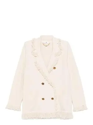 Elisabetta Franchi Cotton Double-breasted Jacket - White