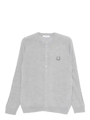 Maison Kitsuné Fox Head Wool Cardigan - Light Grey