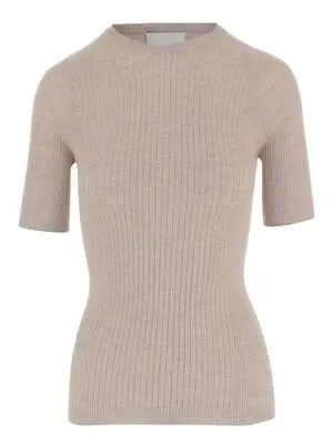 SA SU PHI Cashmere Blend Ribbed T-shirt - Beige