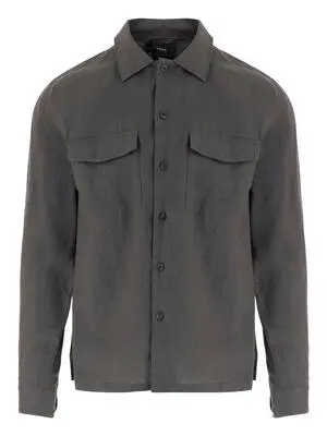 Vince Linen Long-sleeved Shirt - Grey