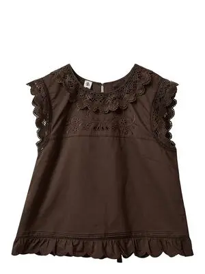 THE GARMENT Cotton Top With Lace Inserts - Brown