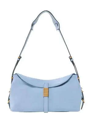 Pinko Suede Saddle Baguette - Light Blue