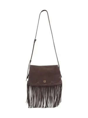 PINKO Suede Shoulder Bag With Fringes