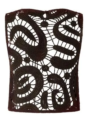 Pinko Geometric Crochet Top - Brown