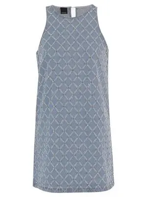 Pinko Amorino Rhinestone Cotton Dress Light Blue