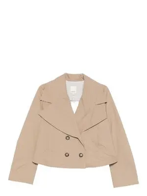 Emporio Armani Cotton Double Breasted Jacket - Beige