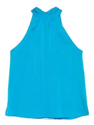 NOUVELLE SILK95FIVE Gathered Halter Top - Blue