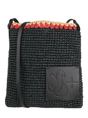 JIL SANDER Cross-body Bag In Raffia With Leather Trims - Black