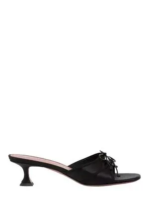 Amina Muaddi Eleonora Bow Silk Sandals - Black
