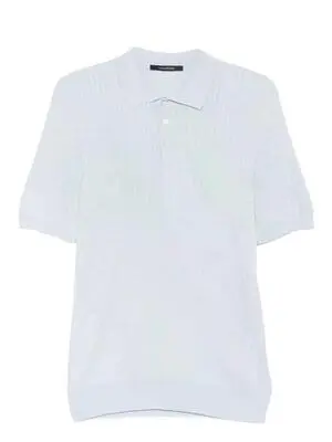 Tagliatore Textured Short-sleeve Polo Shirt - Blue