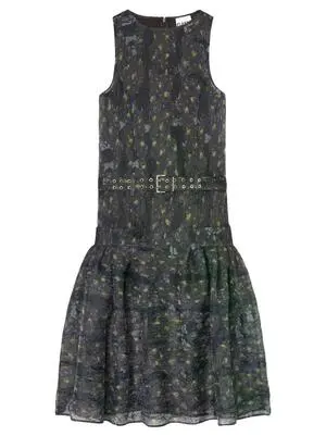 Ganni Floral Belted Midi Dress - Grey - 29% Off | Editorialist