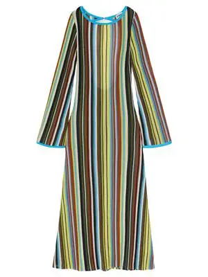 Staud Lorena Open-back Striped Knitted Maxi Dress - Multi