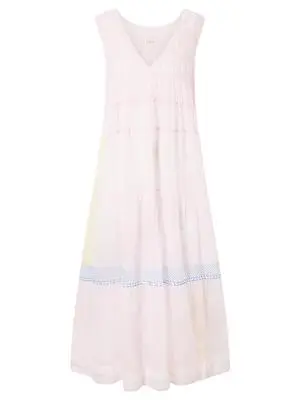 EKA Ember Tie-detailed Striped Cotton Silk Dress - Multi
