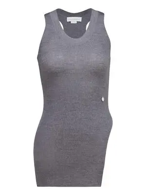 Stella McCartney Melange Lightweight Wool Round Neck Top - Grey