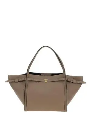 TOD'S Medium Leather Shopping Bag - Grey
