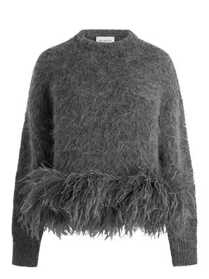 16Arlington Dovico Feathered Alpaca-Blend Sweater Dark Grey