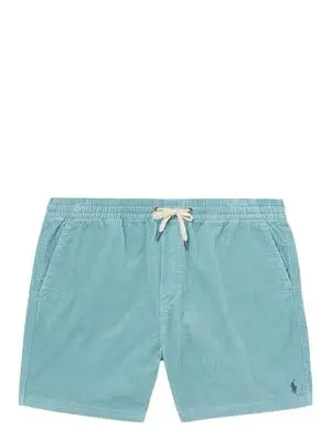 Polo Ralph Lauren Straight-leg Logo-embroidered Cotton-corduroy Drawstring Shorts - Blue