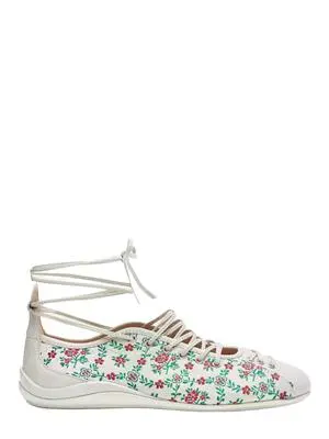 LILI CURIA Isolde Floral Lace-up Ballet Sneakers - White