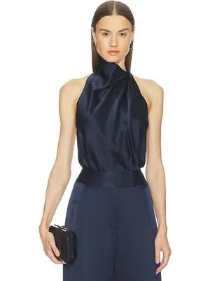 THE SEI Draped Halter Top - Navy