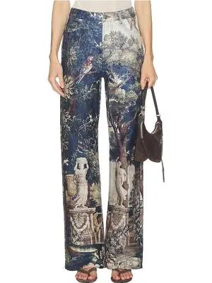 Courtney Zheng Tapestry Print Jeans - Blue