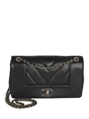 CHANEL Chanel Vintage Chevron Quilted Mademoiselle Flap Bag