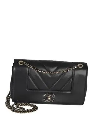 CHANEL Chanel Vintage Chevron Quilted Mademoiselle Flap Bag