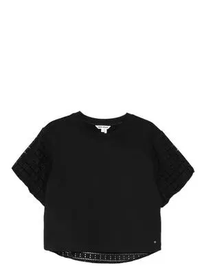 Dkny Openwork Sleeve T-shirt - Black