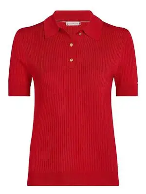 Tommy Hilfiger Ribbed Polo Shirt - Red
