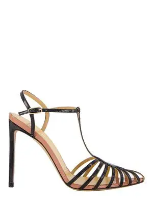 FRANCESCO RUSSO Cage Sandal In Patent Leather - Black