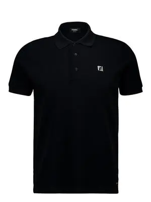 Fendi Cotton Piqué Slim Fit Polo Shirt - Black