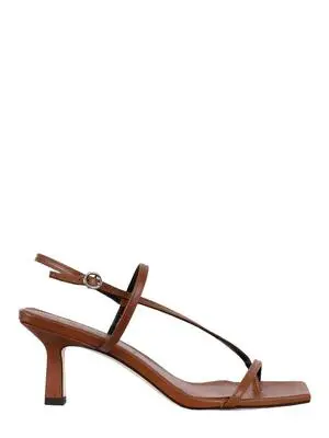 AeydĒ Elise 65mm Leather Toe-Post Sandals Brown