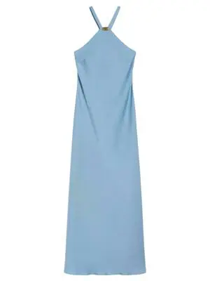Max Mara Satin Halterneck Dress - Blue