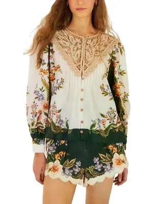 FARM RIO Floral Lace Blouse