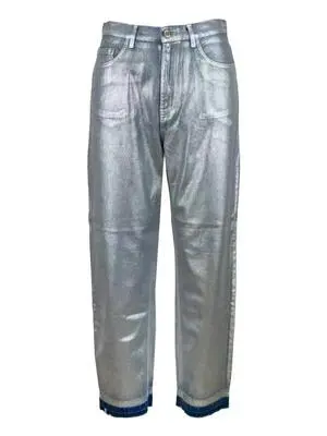 Elisabetta Franchi Metallic Effect Trousers - Silver