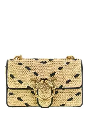 Pinko Love One Light Chevron Raffia Small Crossbody Bag Neutrals