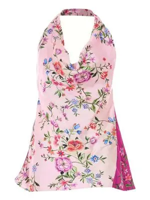 Liu Jo Floral-print Halterneck Top - Pink