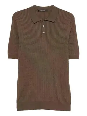 Tagliatore Kart Textured Button Polo Shirt - Brown