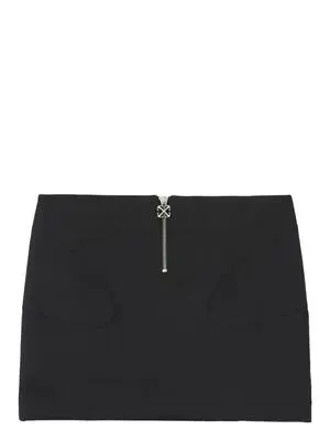 Off-White Mini Skirt With Zip-up Fastening - Black