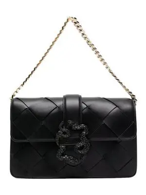 Just Cavalli Woven Buckle Tote - Black