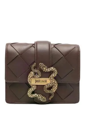 Just Cavalli Woven Snake Satchel - Brown