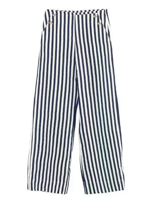 Maje Palais Striped Linen Crêpe Wide-leg Trousers - Blue