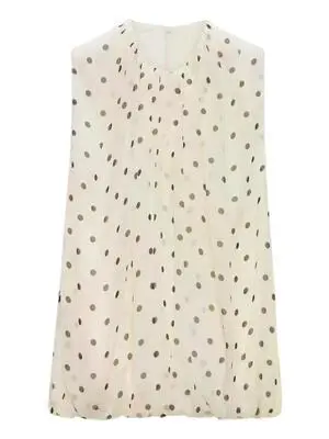 MSGM Polka Dot Sleeveless Blouse - Neutrals