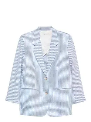 WHITE SAND Striped Jacket With Pockets