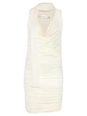 AYA MUSE Draped-neckline Midi Dress - Neutrals