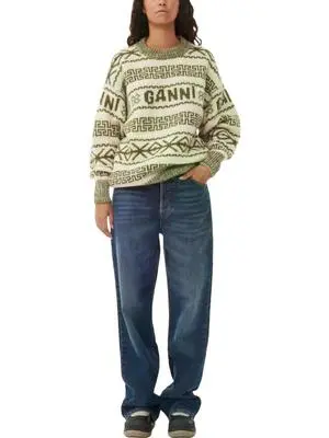 GANNI Patterned Knit Sweater Neutrals