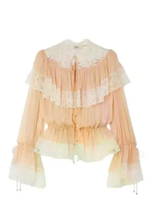 Chloé Lace Ruffled Top - Neutrals