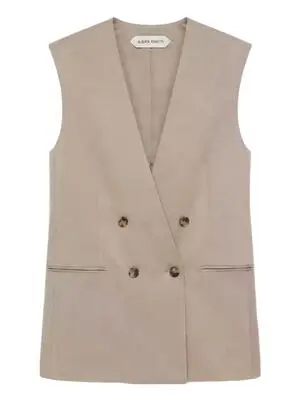 Alberta Ferretti Double-breasted Sleeveless Jacket - Brown