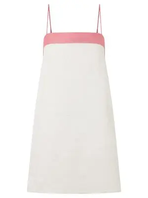Staud Laura Two-tone Linen Mini Dress - Neutrals