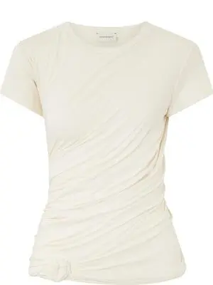 Magda Butrym Gathered Jersey T-Shirt Cream