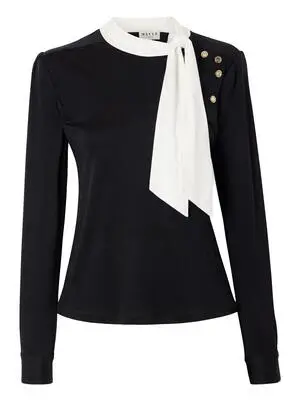 Maison Mayle Silk Shirt With Tie Detailing - Black